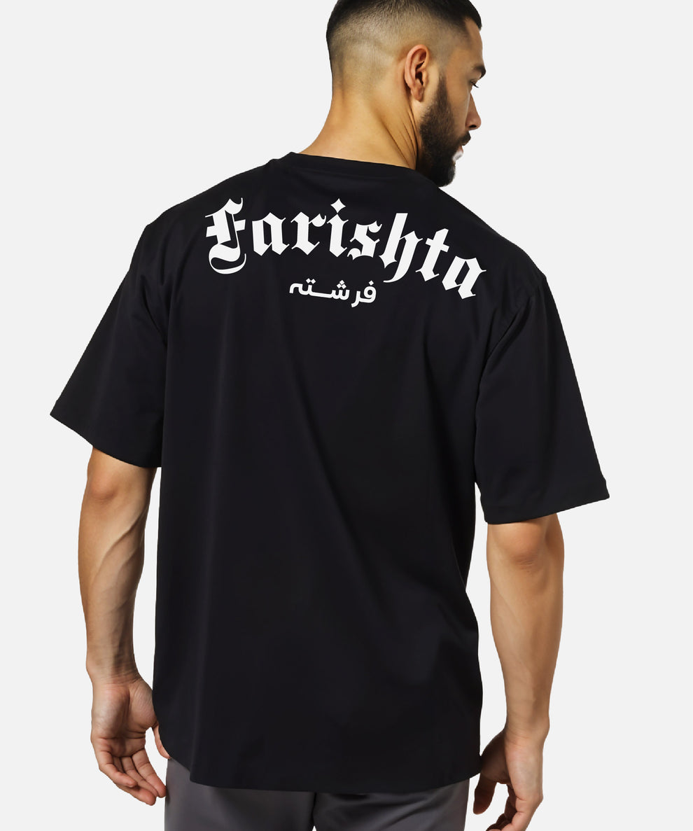 Farishta - Unisex Black Oversized Urdu T-Shirt – Urdugraphy